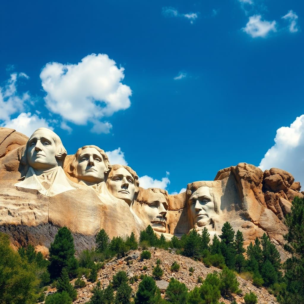 Native American Leaders on Mount Rushmore in Photo... - AI Art