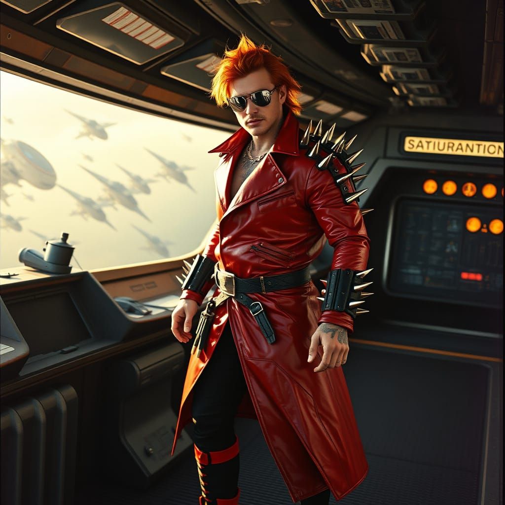 Ginger-Haired Interstellar Samurai in Gritty, Cine... - AI Art