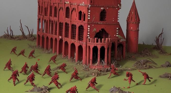 a knight running away from the undead as they eat the felled army ...