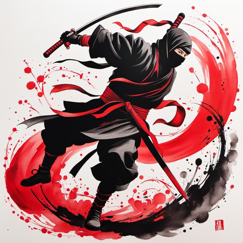 Ink ninja - AI Generated Artwork - NightCafe Creator