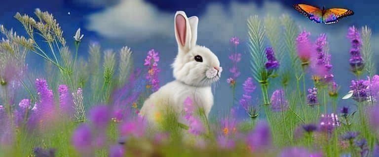 Bunny in a field of wildflowers - AI Generated Artwork - NightCafe Creator