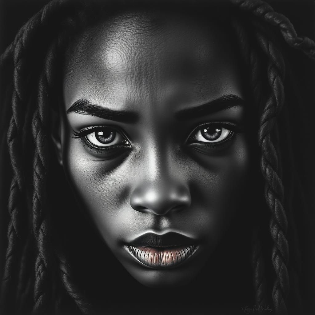 Stunning Ethnic Woman with Wild Dreadlocks in Char... - AI Art