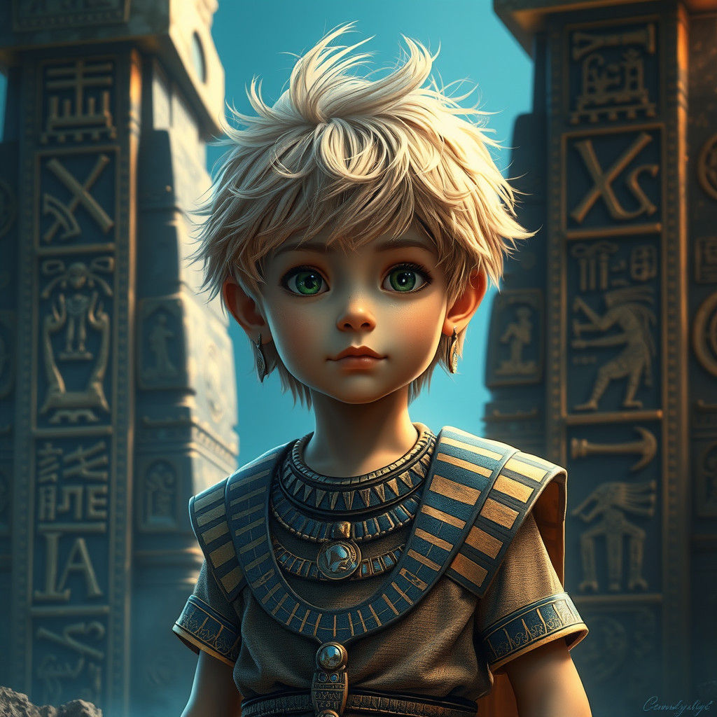 Young Pharaoh in Ancient Egyptian Regalia - AI Art
