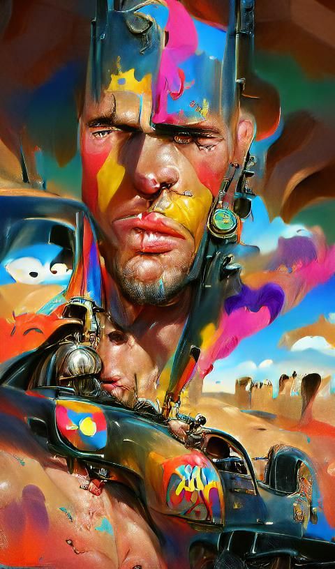 Mad Max by Peter Max - AI Generated Artwork - NightCafe Creator