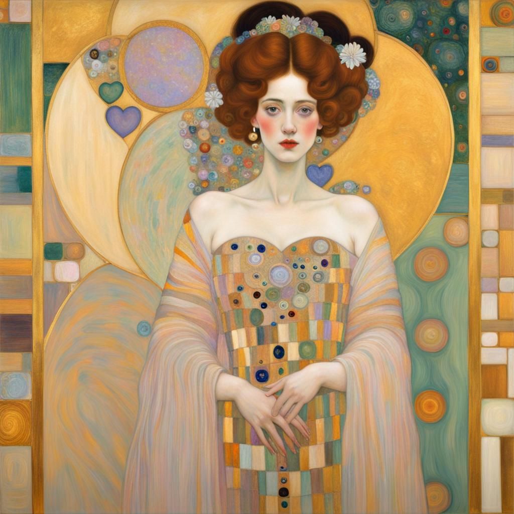 harmonic pastel colors, woman with heart, by gustav klimt - AI Generated Artwork - NightCafe Creator