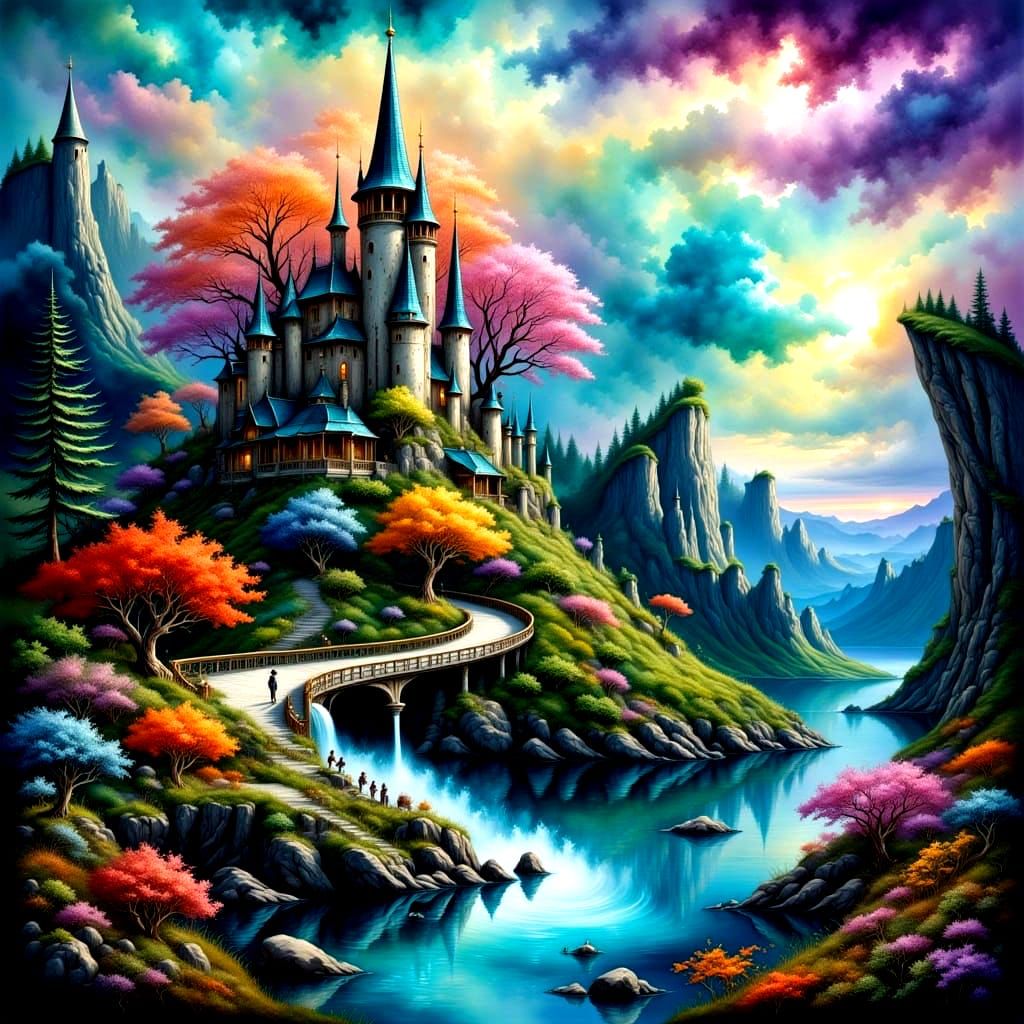 Fantasy fairy castle, fantasy landscape