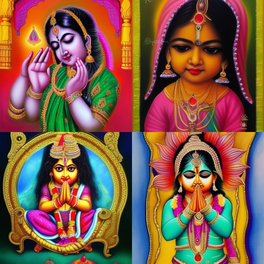 Small beautiful indian girl praying shree krishna - AI Generated ...