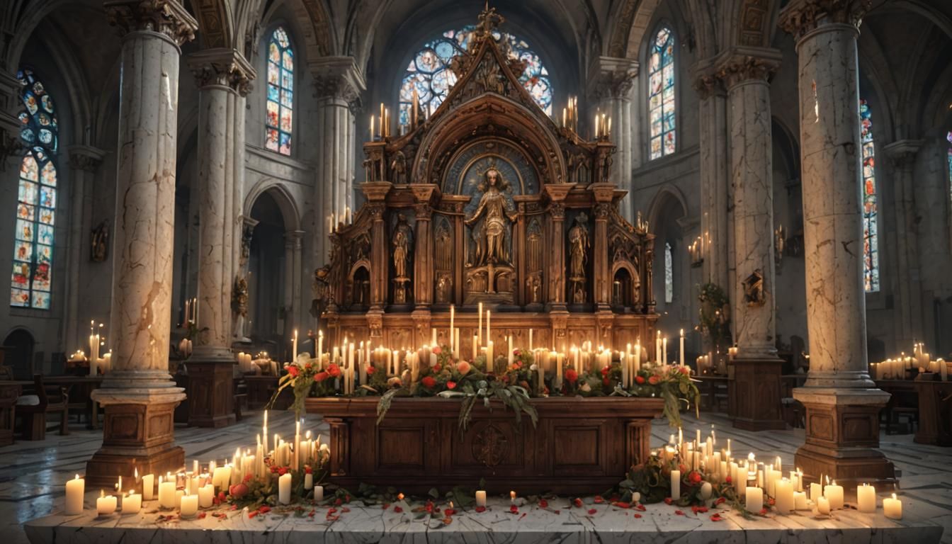 Candle lit altar - AI Generated Artwork - NightCafe Creator