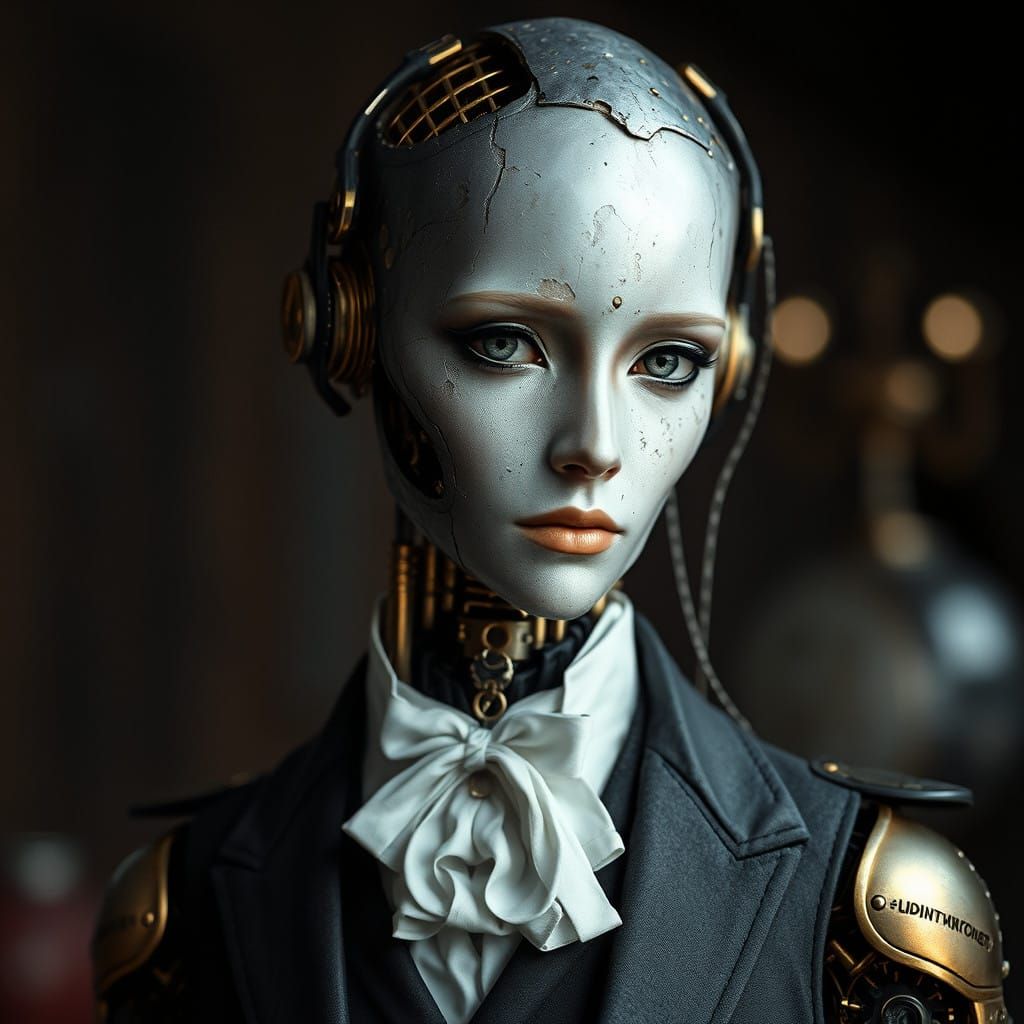 Steampunk Butler Android in Formal Portrait - AI Art