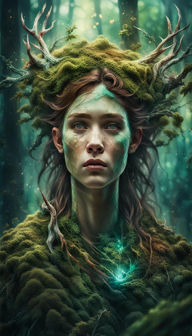 Goddess of Earth, forests and rocks intricate HD octane photograph, by ...