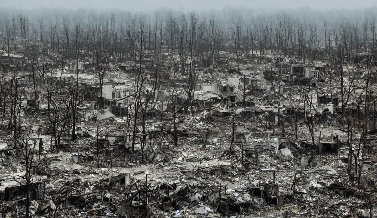 waste land with trees nuclear fallout mutated animals next to destroyed ...