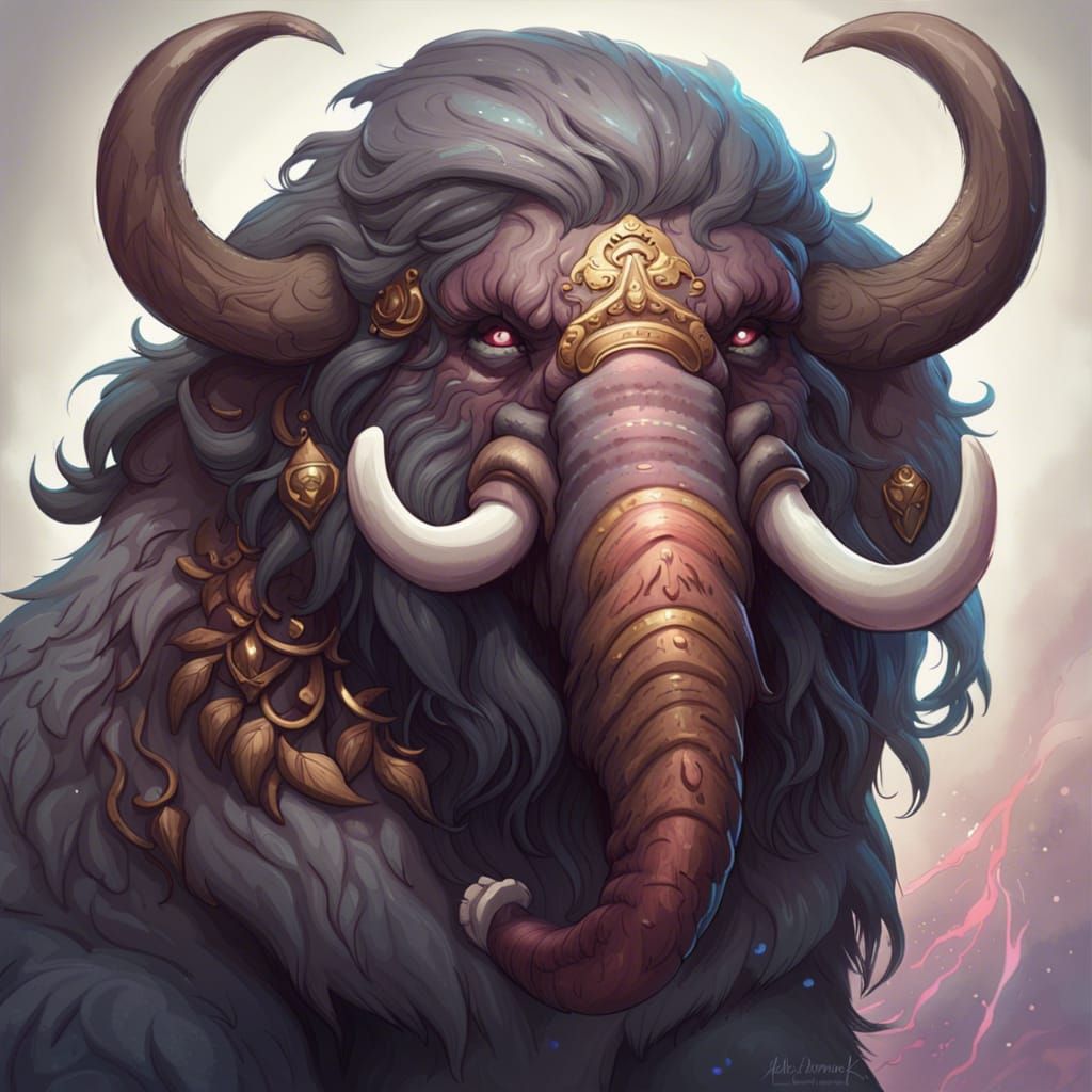 Chibi demonic woolly mammoth - AI Generated Artwork - NightCafe Creator