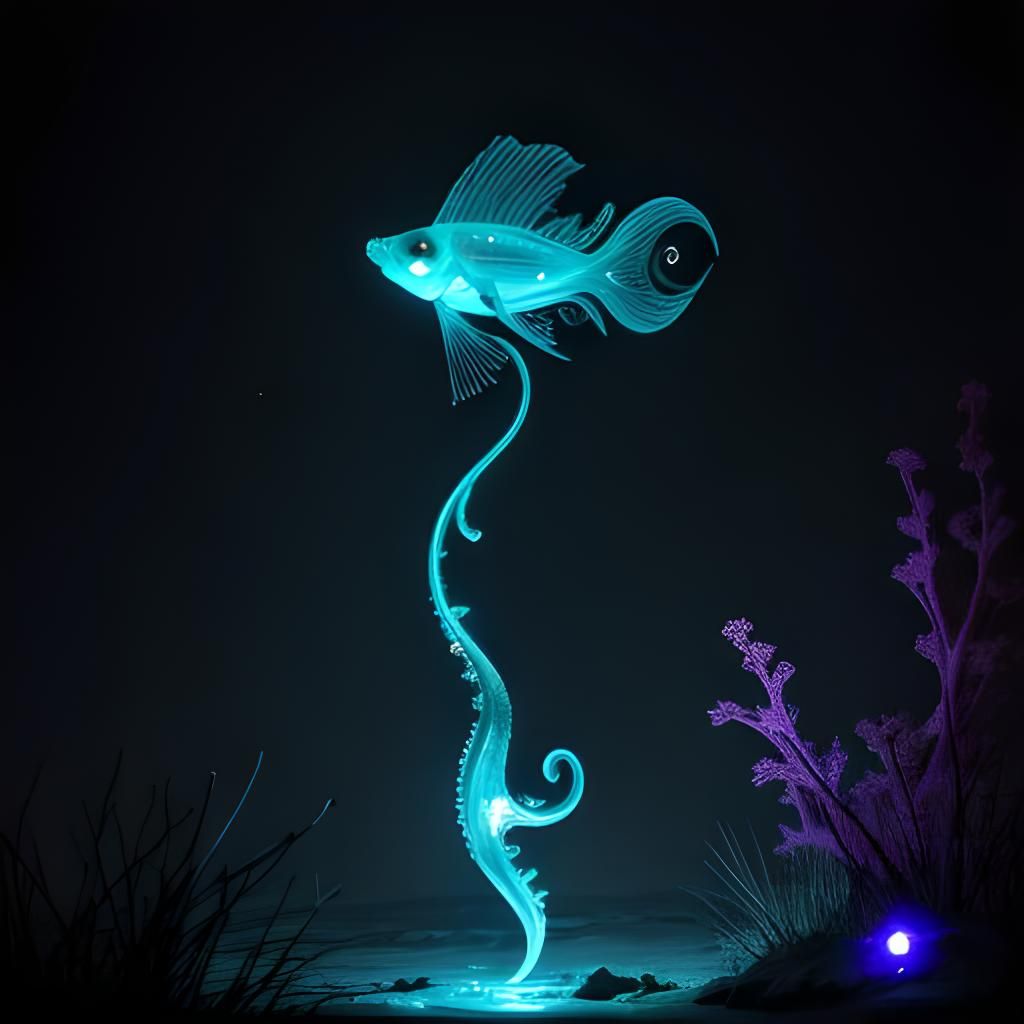 Bioluminescent fish - AI Generated Artwork - NightCafe Creator