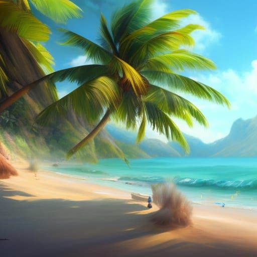 Tropical beach realistic - AI Generated Artwork - NightCafe Creator