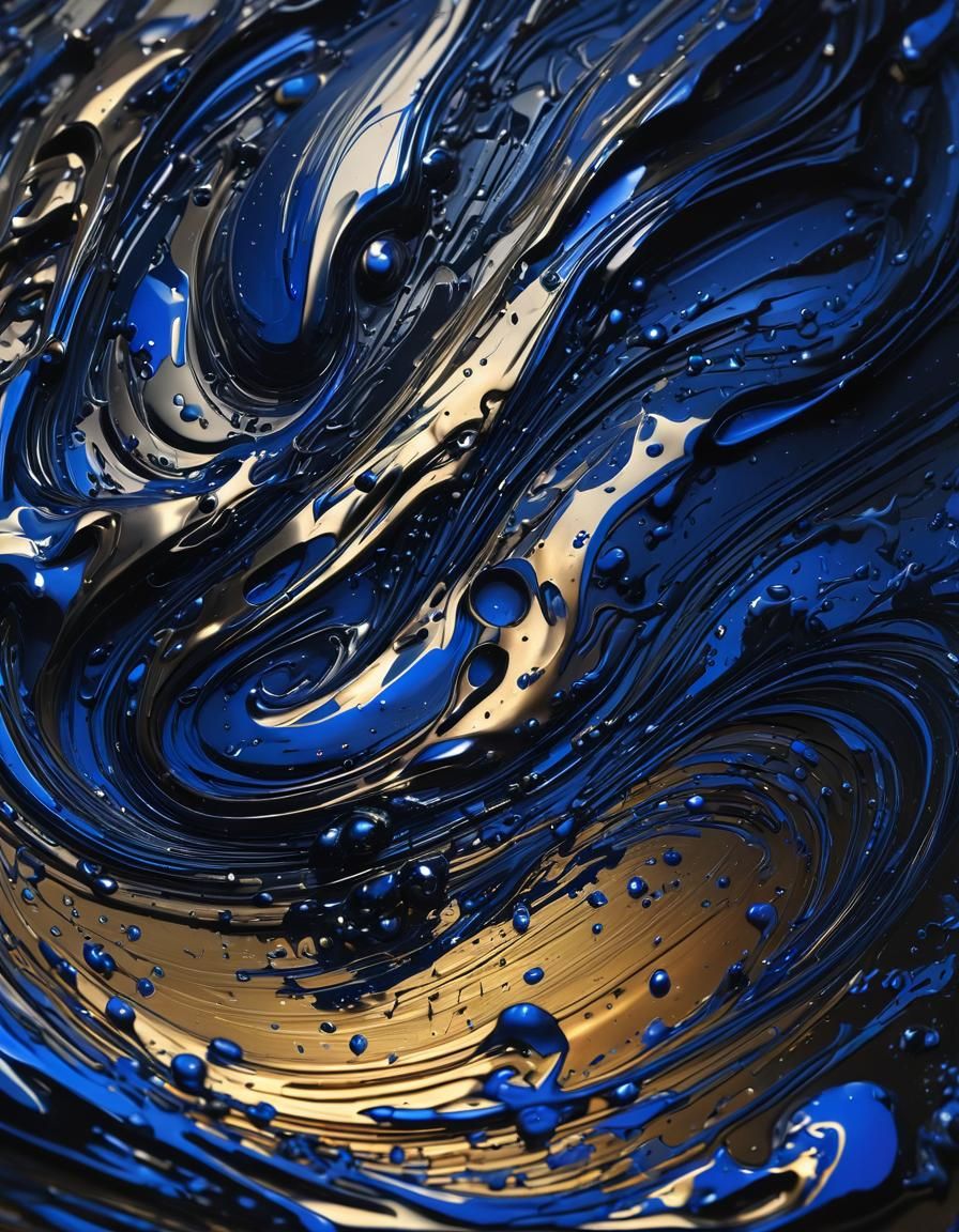 Chiaroscuro Blue Chrome black Ink flow: 8k resolution photorealistic ...