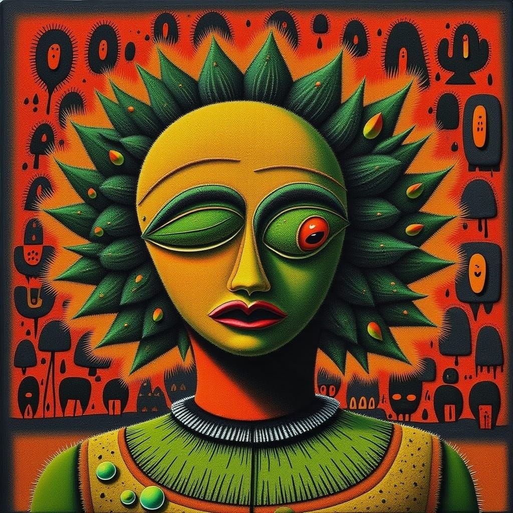 Traditional Mongolian Cactus People - AI Art