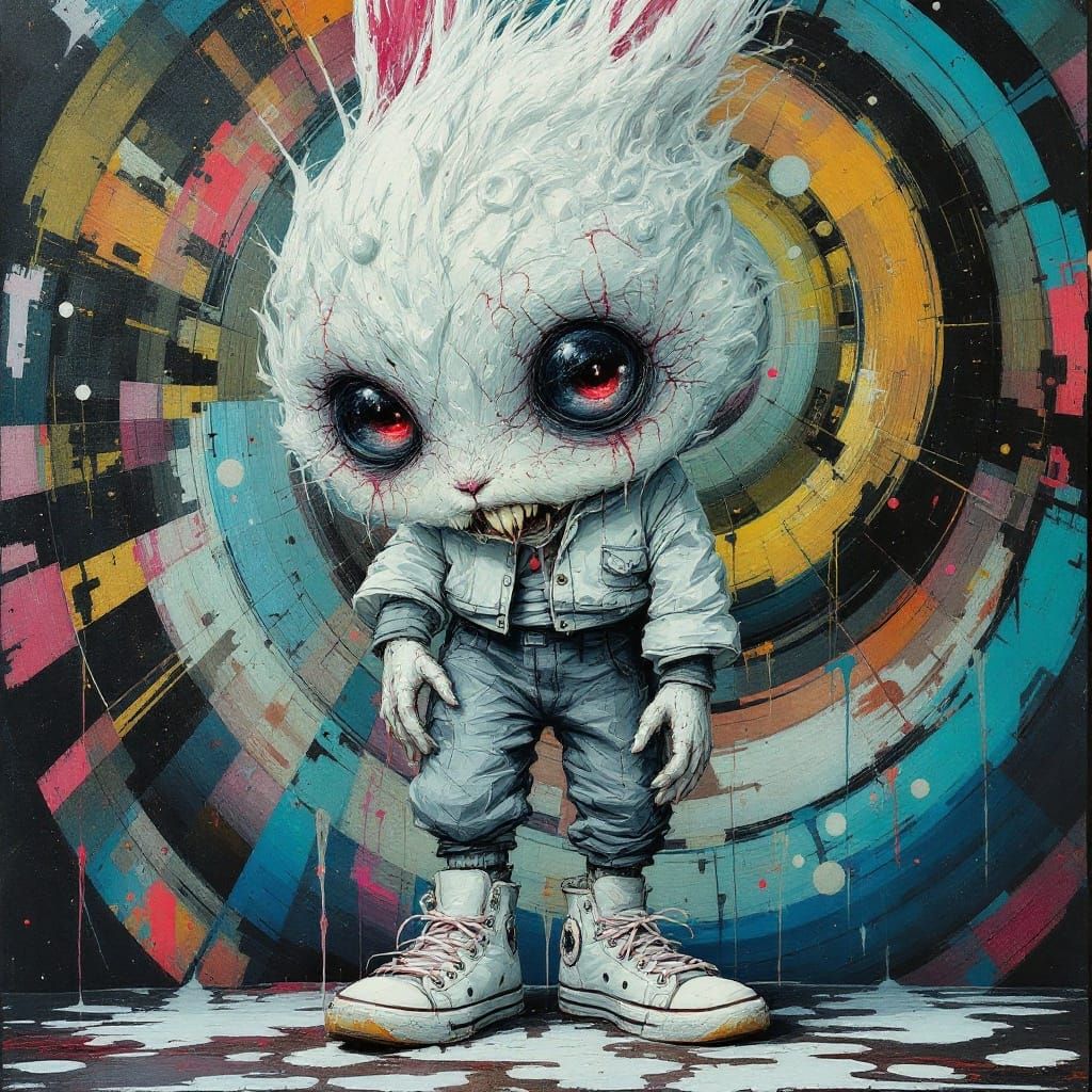 Weird Bad Rabbit - Ethereal Urban Rabbit Hybrid in a Kaleido...