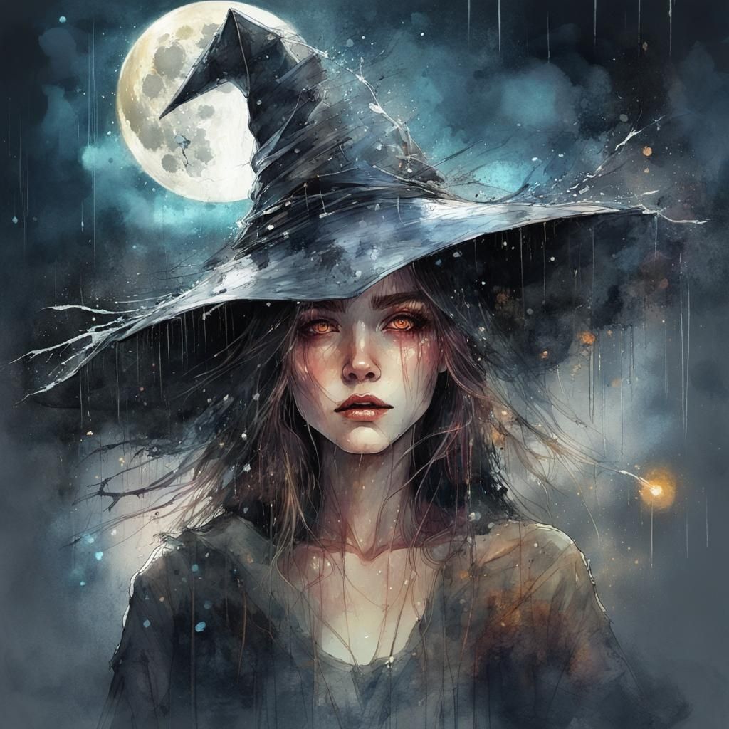 Digital watercolor witch - AI Generated Artwork - NightCafe Creator