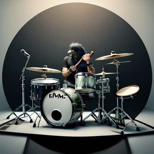 Majestic Crow Drummer in Vivid Filmic Tone - AI Art