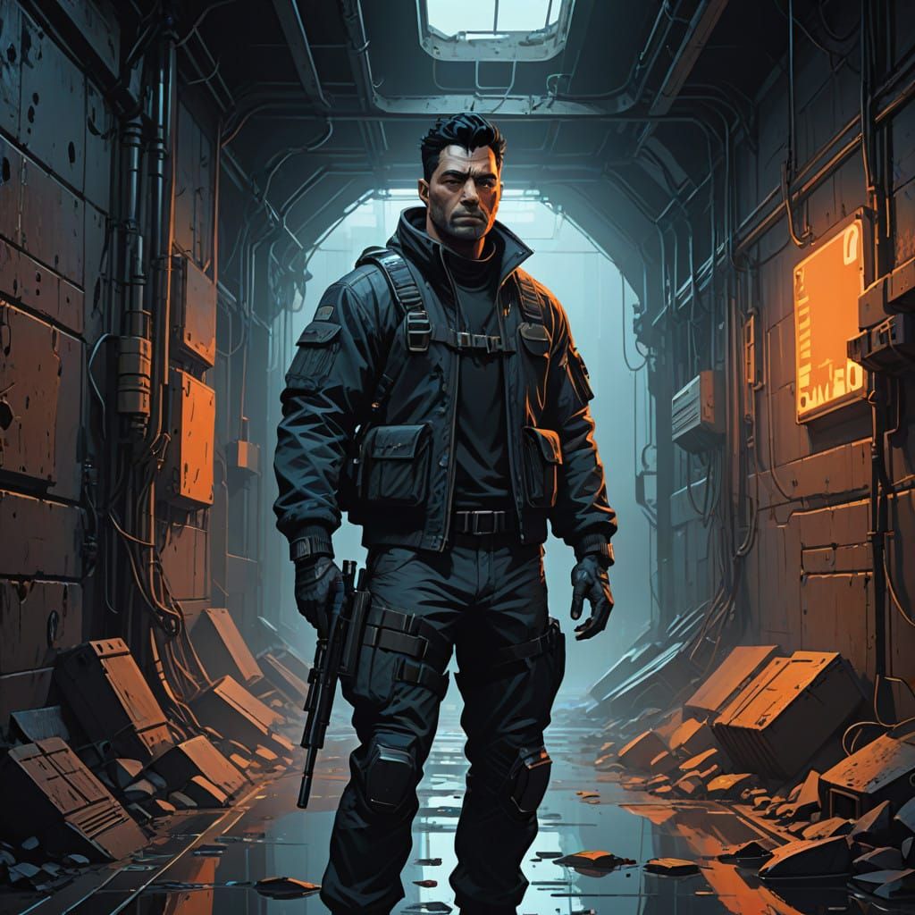 Gritty Fantasy Warrior in Tactical Gear - AI Art