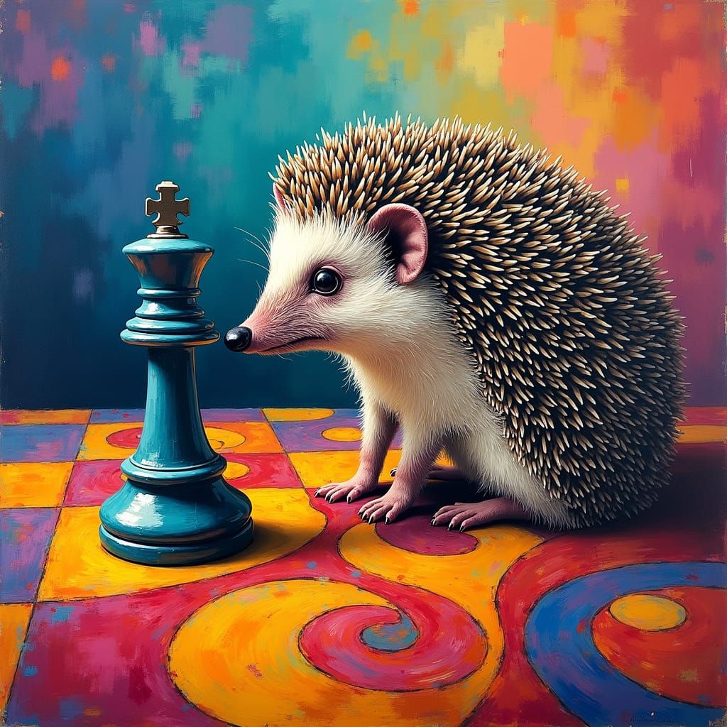Hedgehog on chess board - Hedgehog Chess Piece Amidst Whimsi...