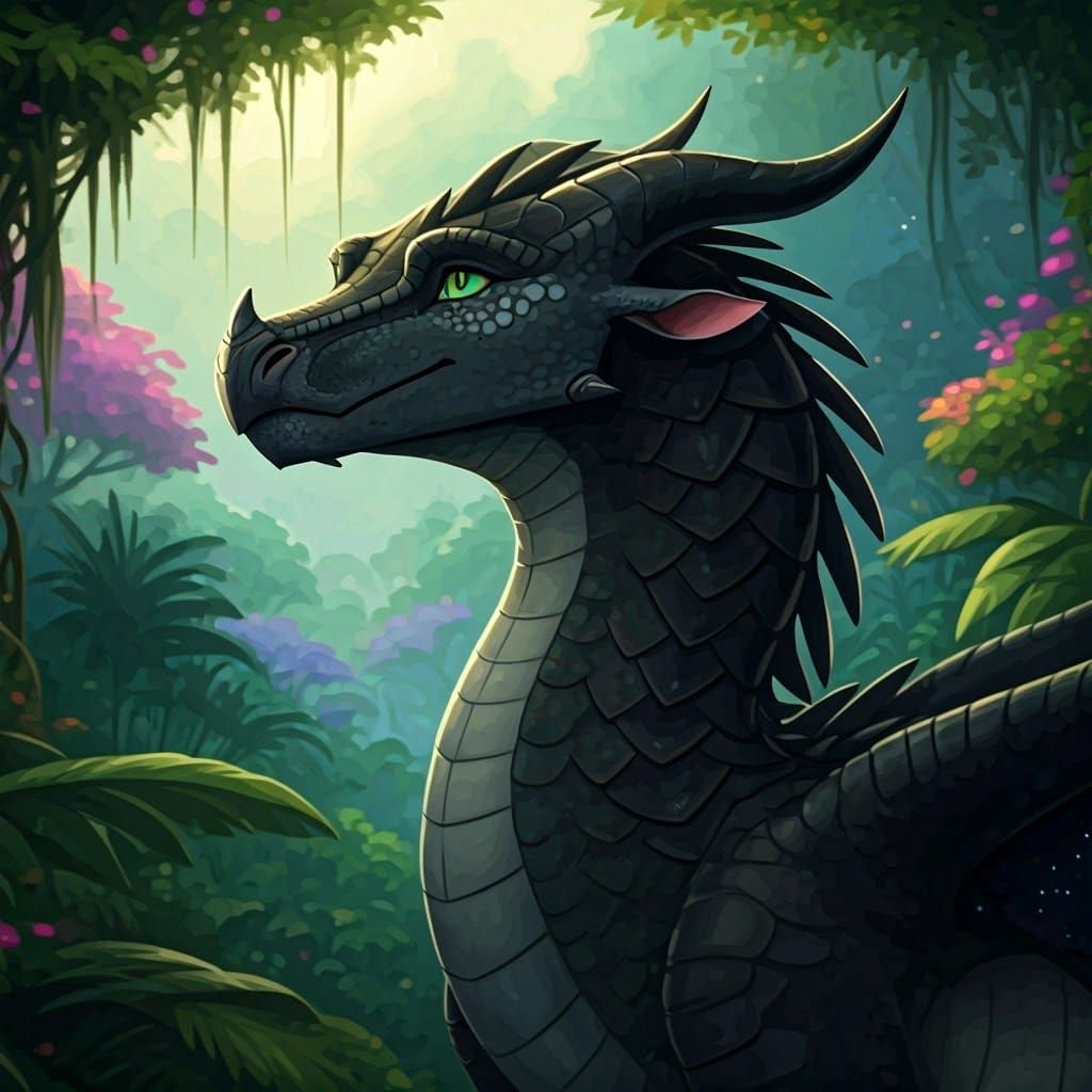 Hope, the Nightwing dragon - Majestic Nightwing Dragon Amids...