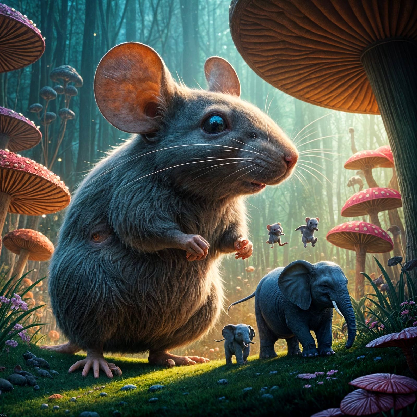 Miceland where mice are huge and elephants are small