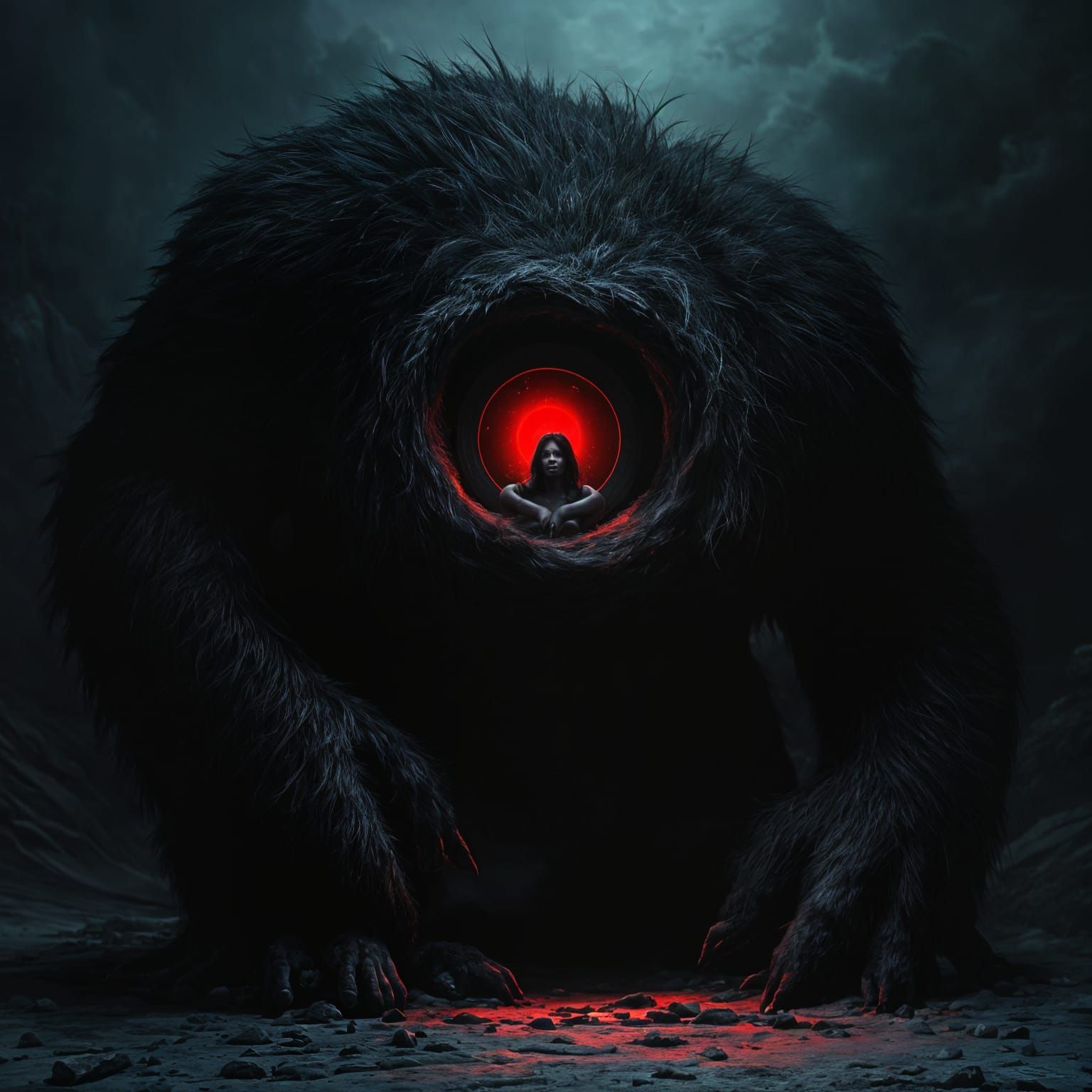 Fuzzy Ogre w Damsel - Dark Fantasy Ogre in a Gruisome Damsel...