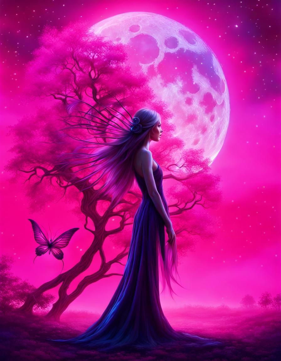 Elegant sylph, facing-away. Rear view Gossamer. Flying fairies. Fey ...