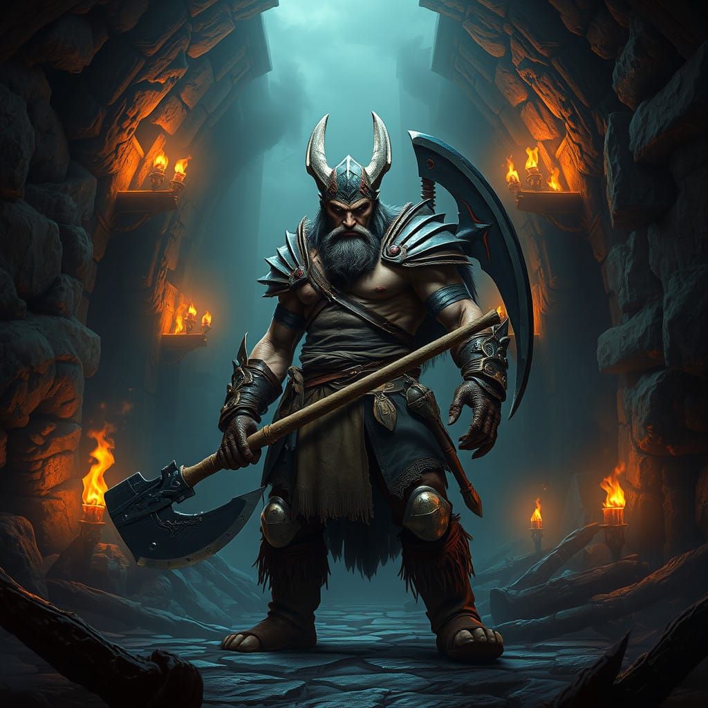 The Dragon-Barbarian warrior stood in the middle of the torch-lit ...