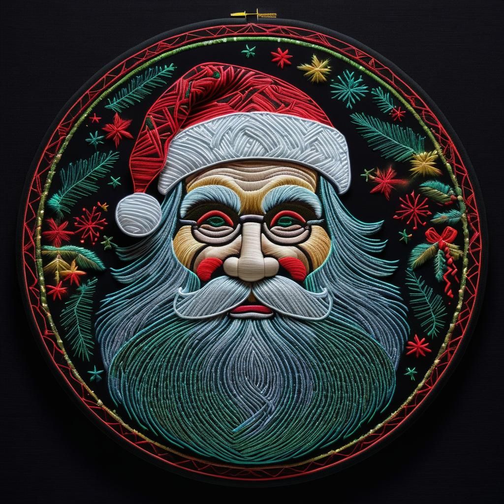 Embroidery ~ Santa Claus - AI Generated Artwork - NightCafe Creator