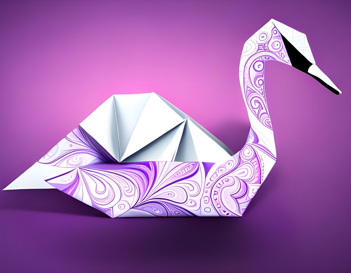 An Origami Swan in Paisley and Purple, Origami paper folds papercraft ...