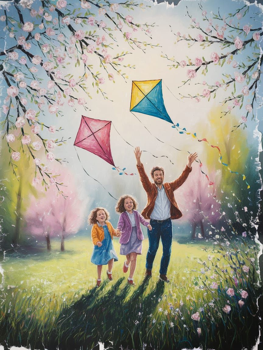 First kites of the spring - Vibrant Spring Family Kites Amid...