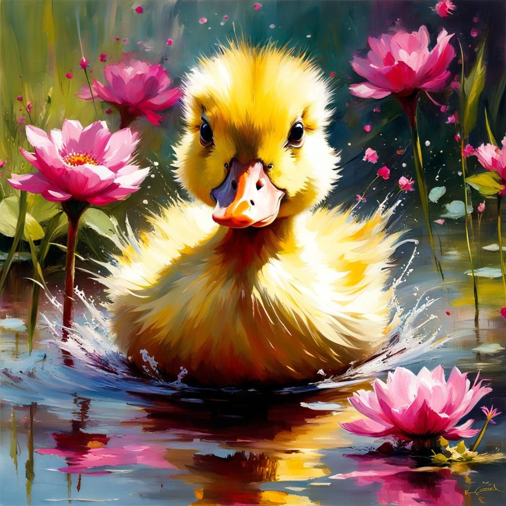 Splashing Duckling - AI Generated Artwork - NightCafe Creator