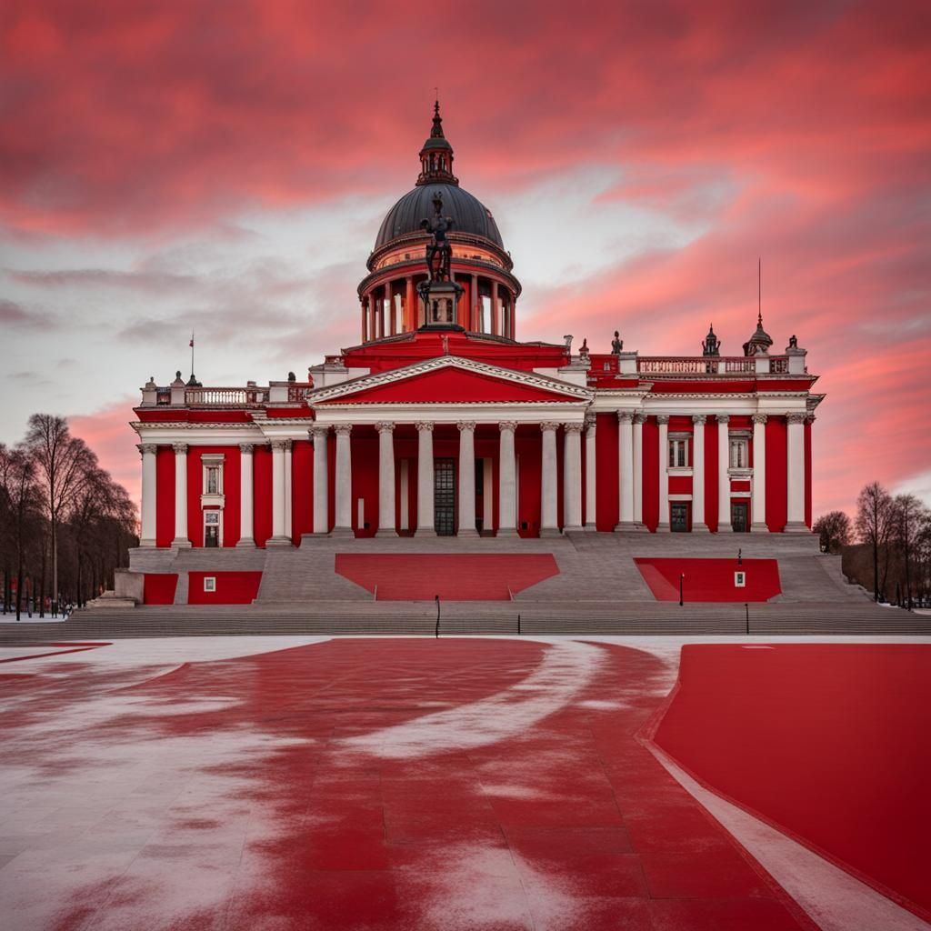 Capitolium painted in Falun red - AI Generated Artwork - NightCafe Creator