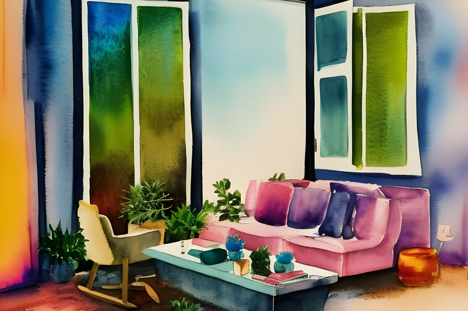 apartment watercolors 4 - AI Generated Artwork - NightCafe Creator