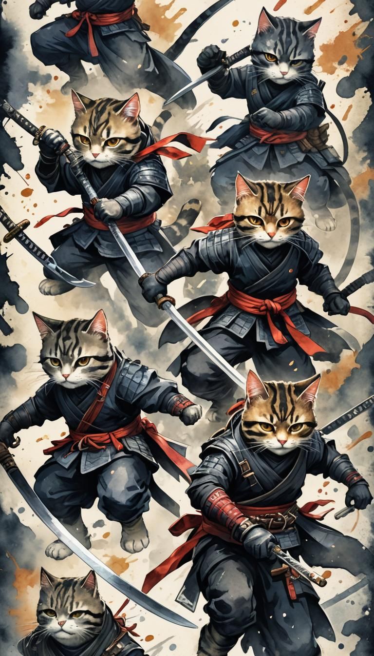 Ninja Cats - AI Generated Artwork - NightCafe Creator
