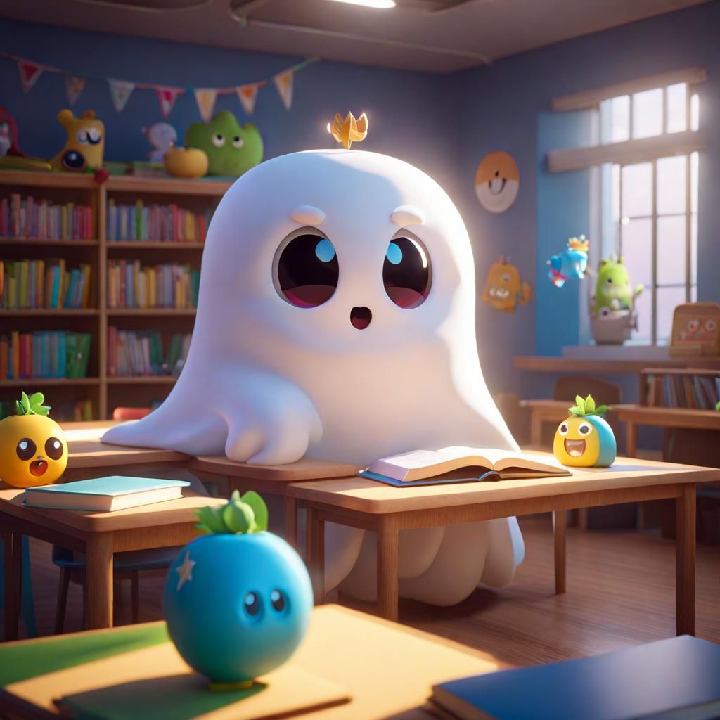 ghost monster in a classroom - AI Generated Artwork - NightCafe Creator