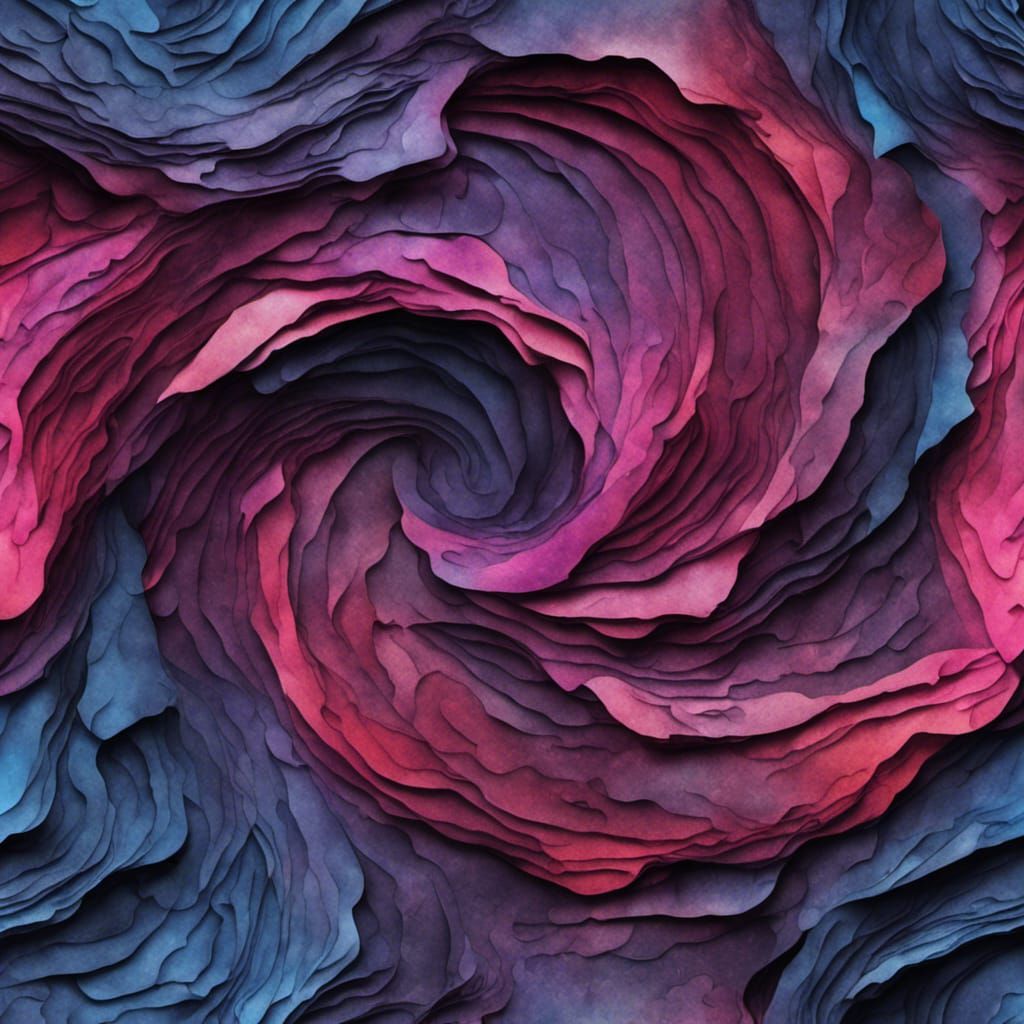 Realistic Twisted 3D Nebula, Layered Ripped Paper Collage, Ink Blue ...