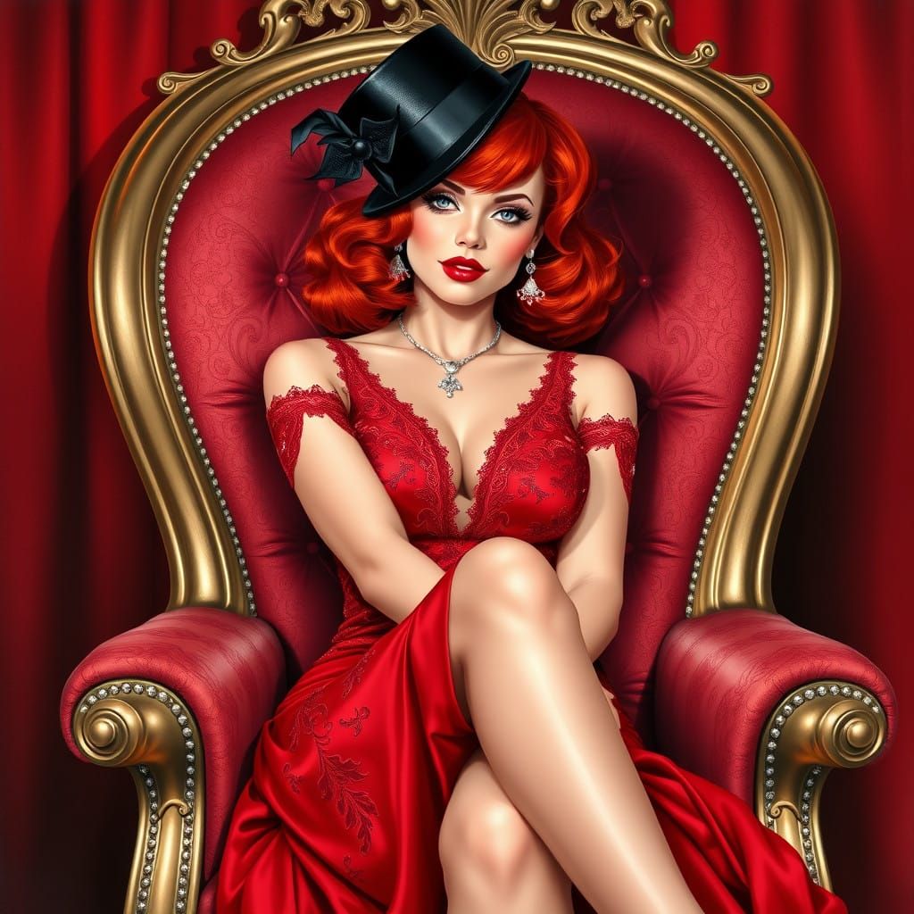 Sultry Pin-Up Goddess in Retro Style - AI Art