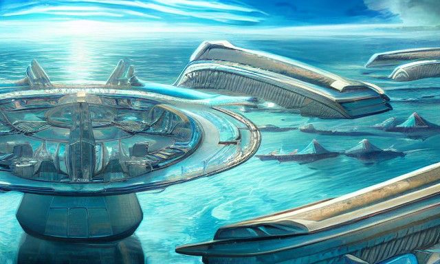 digital painting of the majestic utopian capital of New Atlantis circa ...