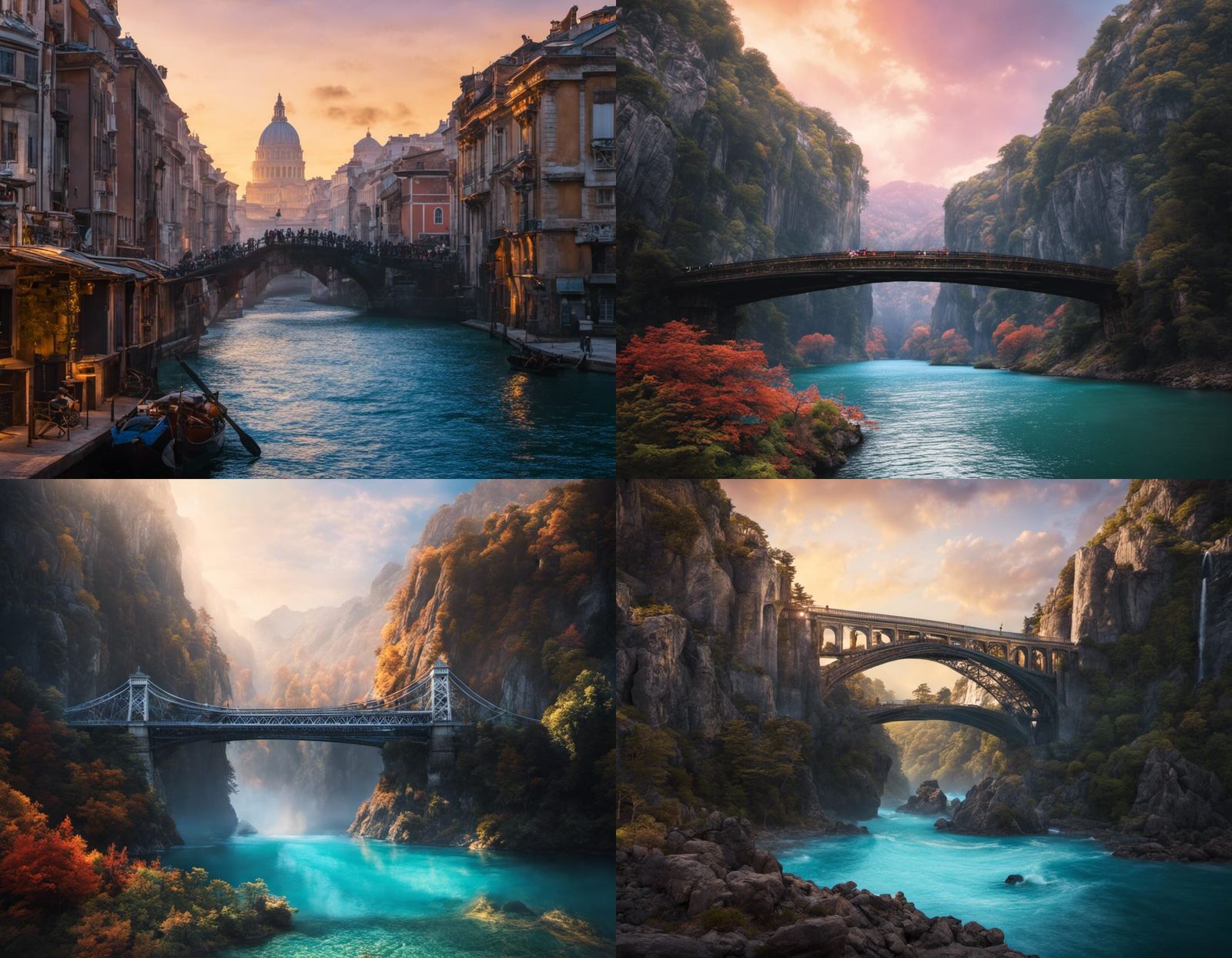 Amazing view of a towering ornate bridge shot from below Maximalist ...