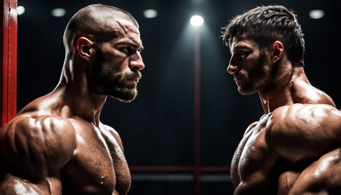 Muscular Rugby Players in Locker Room Flexing - AI Art