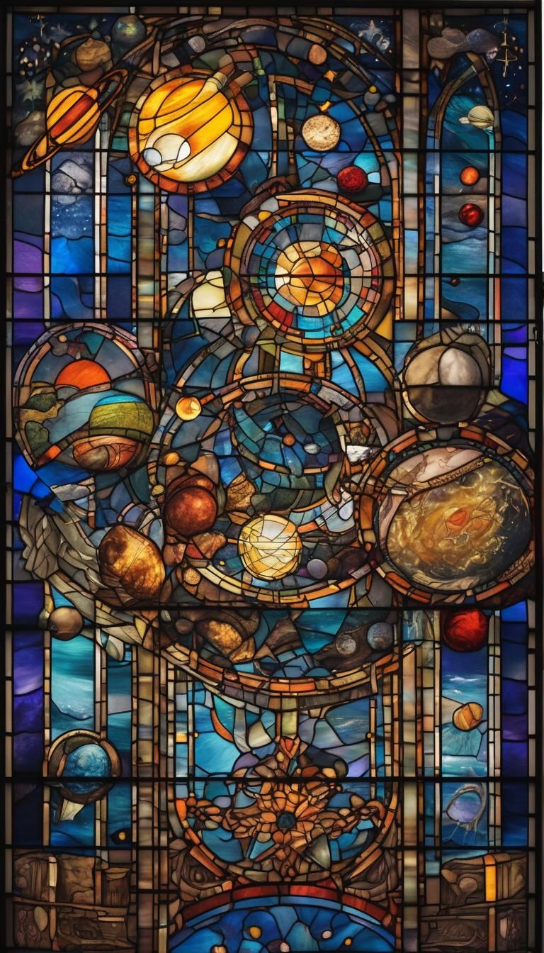Celestial-themed stained glass window - AI Generated Artwork ...