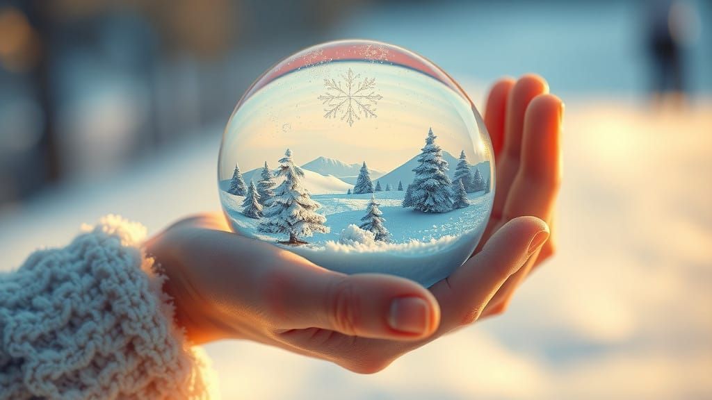 Surreal Winter Snowscape in Crystal Sphere - AI Art