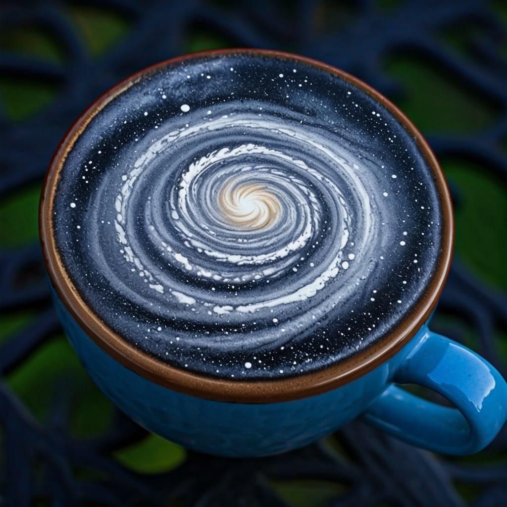 Milky Way - Galactic Latte Art in Dark Indigo and Silver