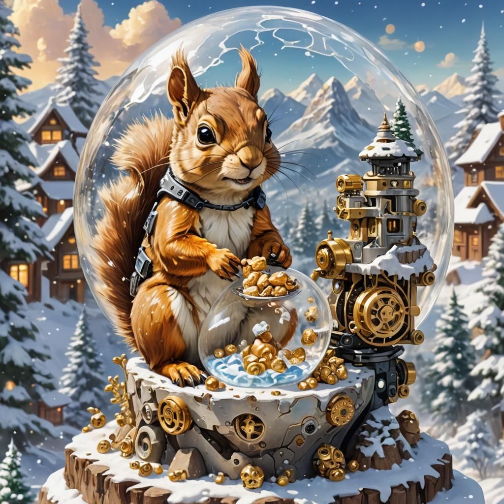 Adorable squirrel inside of a Snow Globe - AI Generated Artwork - NightCafe Creator