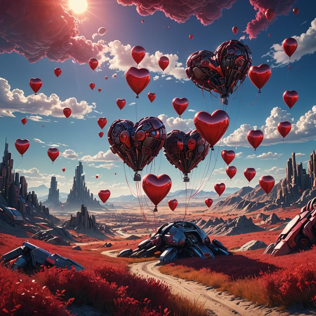 99 red balloons - Epic Sci-Fi Heart Balloon Formation in a F...