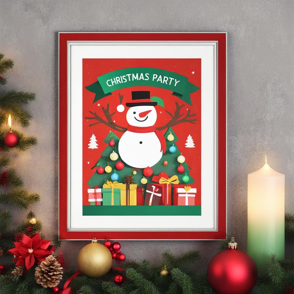 christmas party framed poster - AI Generated Artwork - NightCafe Creator