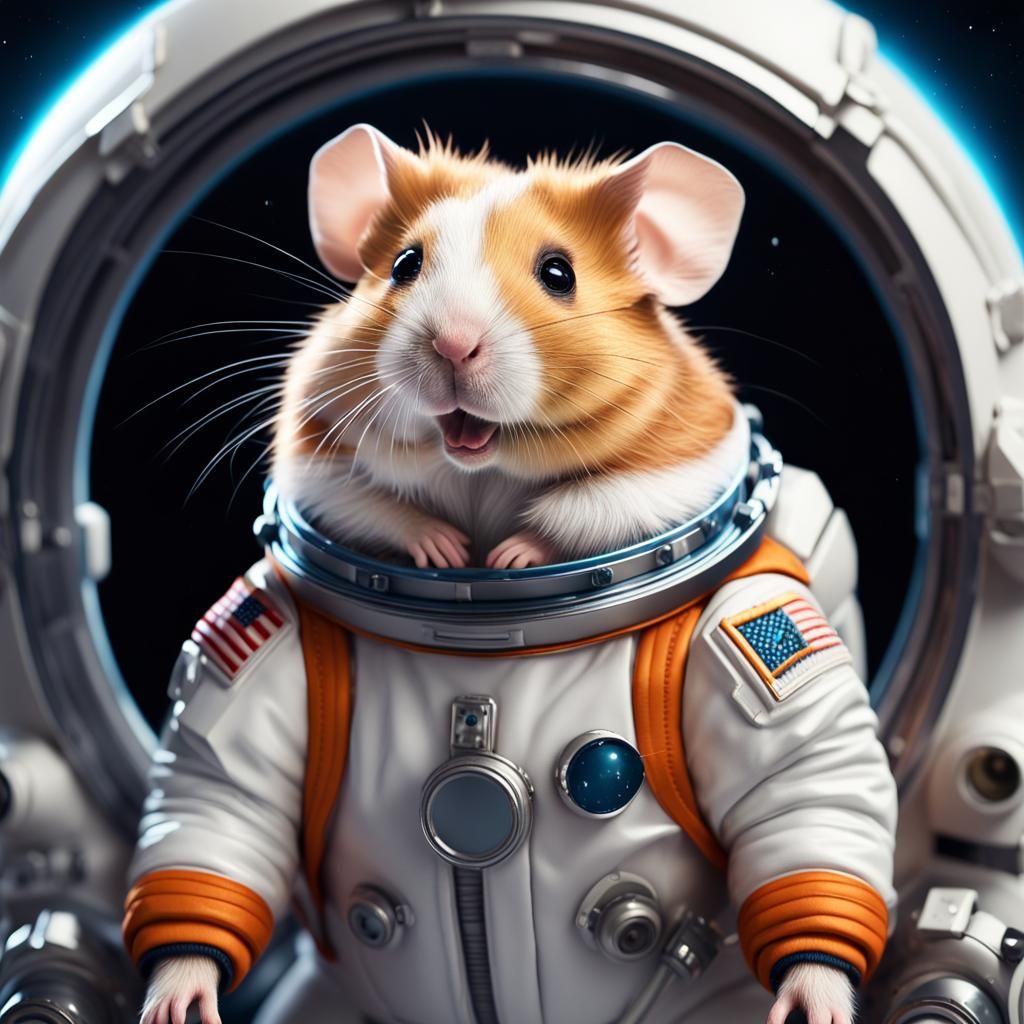 Hamster in astronaut suit getting ready for next spacewalk - AI ...